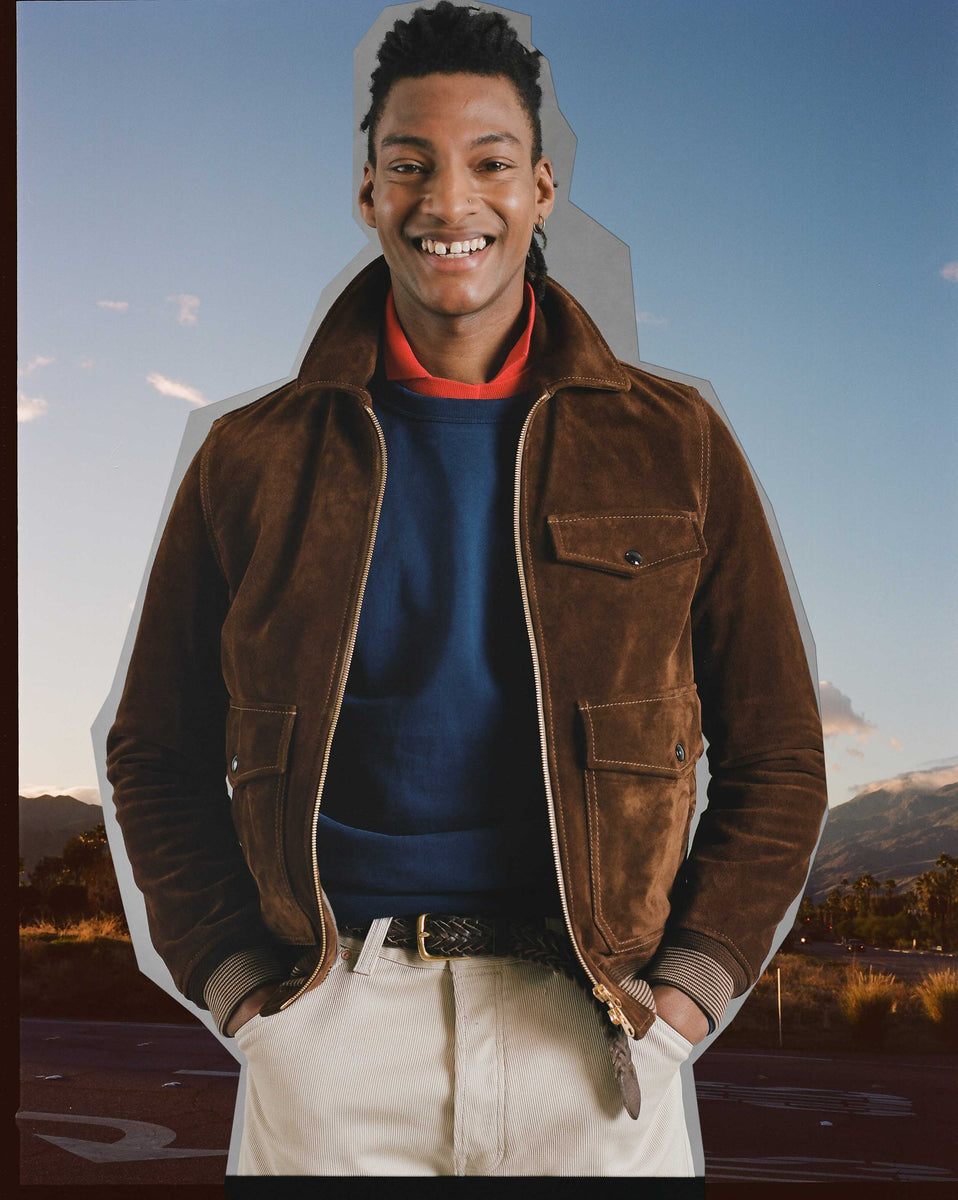 The Caramel Suede A-2 Bomber Jacket – Drakes US