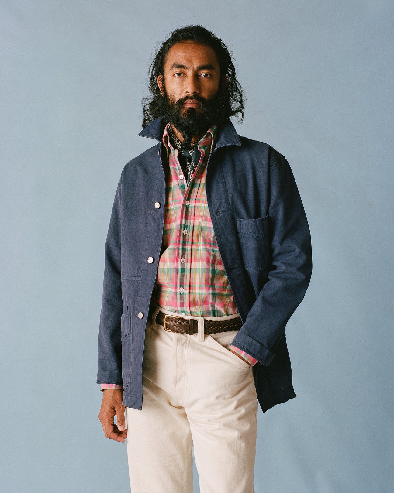 Navy Cotton Duck Canvas Five-Pocket Chore Jacket – Drakes US