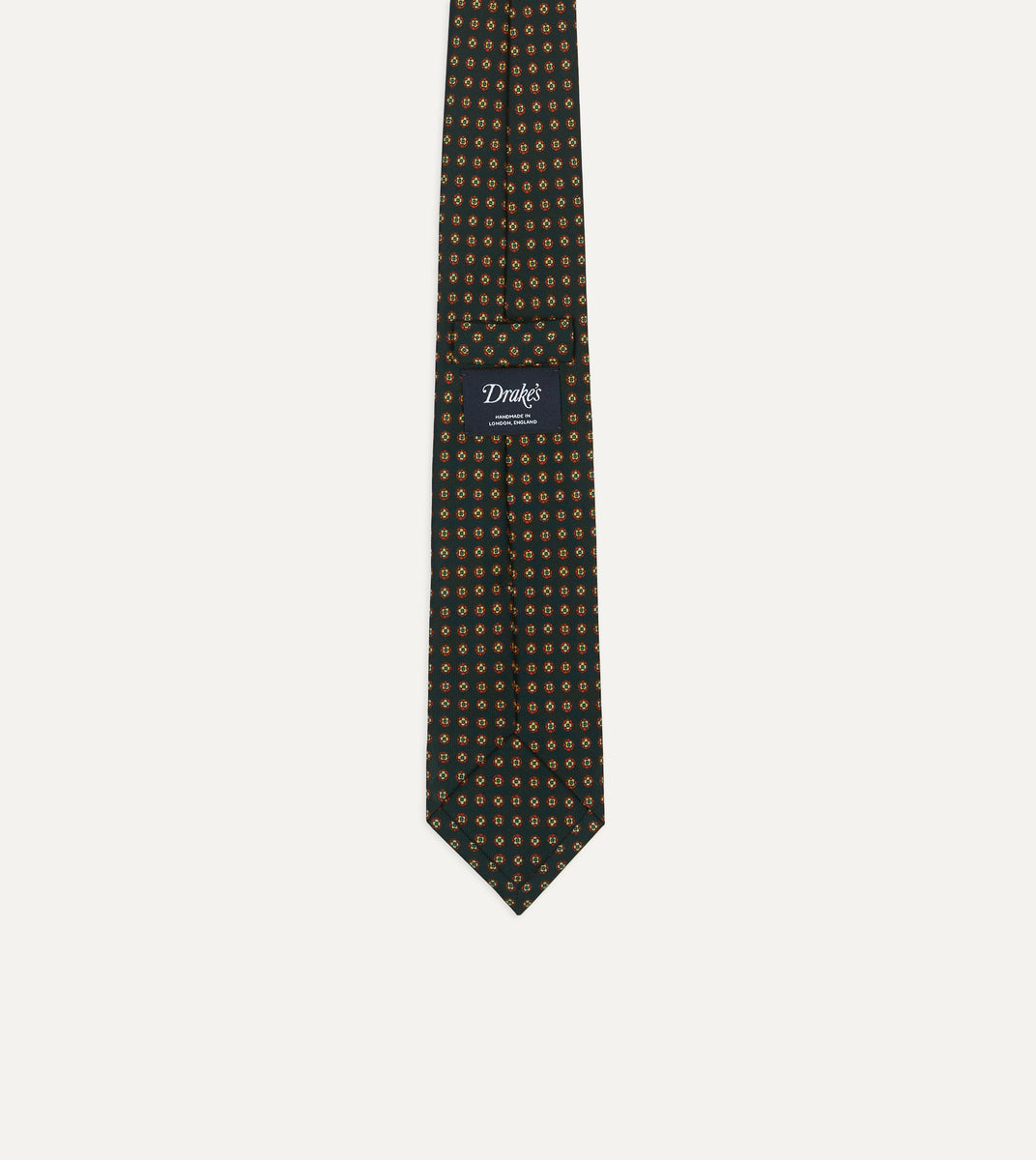 Green Micro Geometric Print Silk Self Tipped Tie – Drakes US