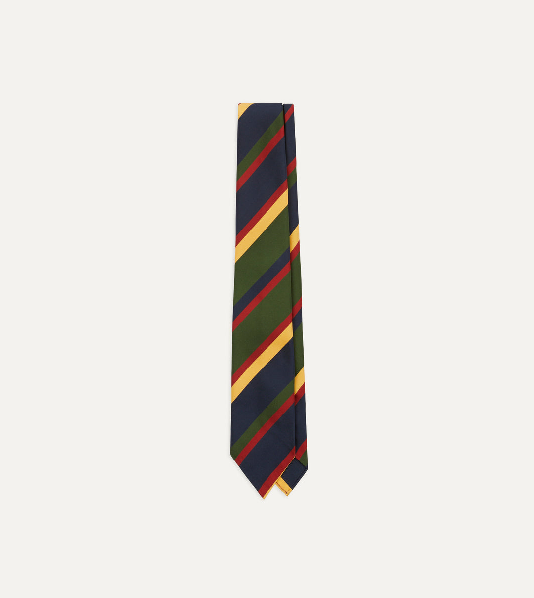 Navy, Red, Green and Yellow Stripe Silk Hand Rolled Tie – Drakes US