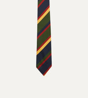 Navy, Red, Green and Yellow Stripe Silk Hand Rolled Tie – Drakes US