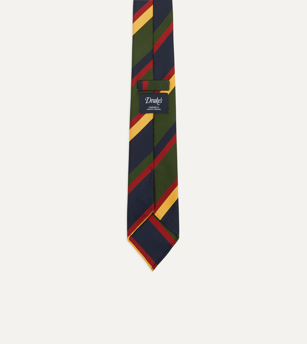 Navy, Red, Green and Yellow Stripe Silk Hand Rolled Tie – Drakes US
