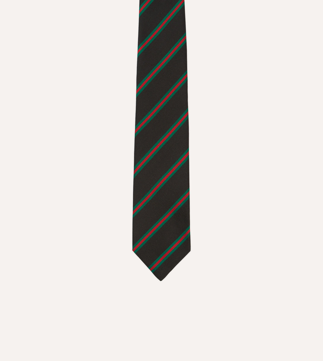 Black, Green and Red Sandwich Stripe Mogador Silk Tipped Tie – Drakes US