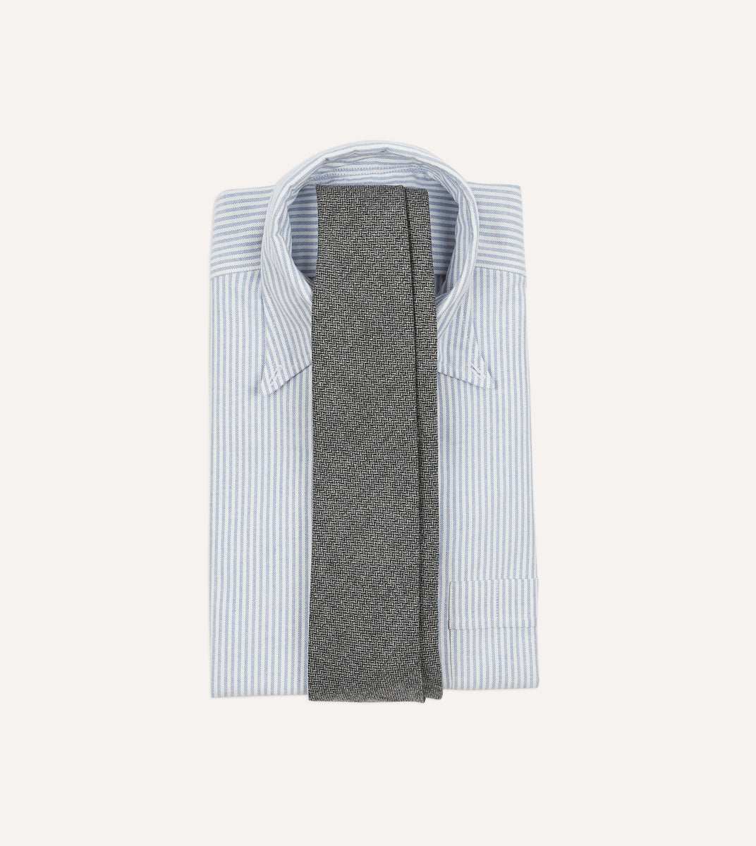 Grey Herringbone Hand Rolled Wool Tie – Drakes US