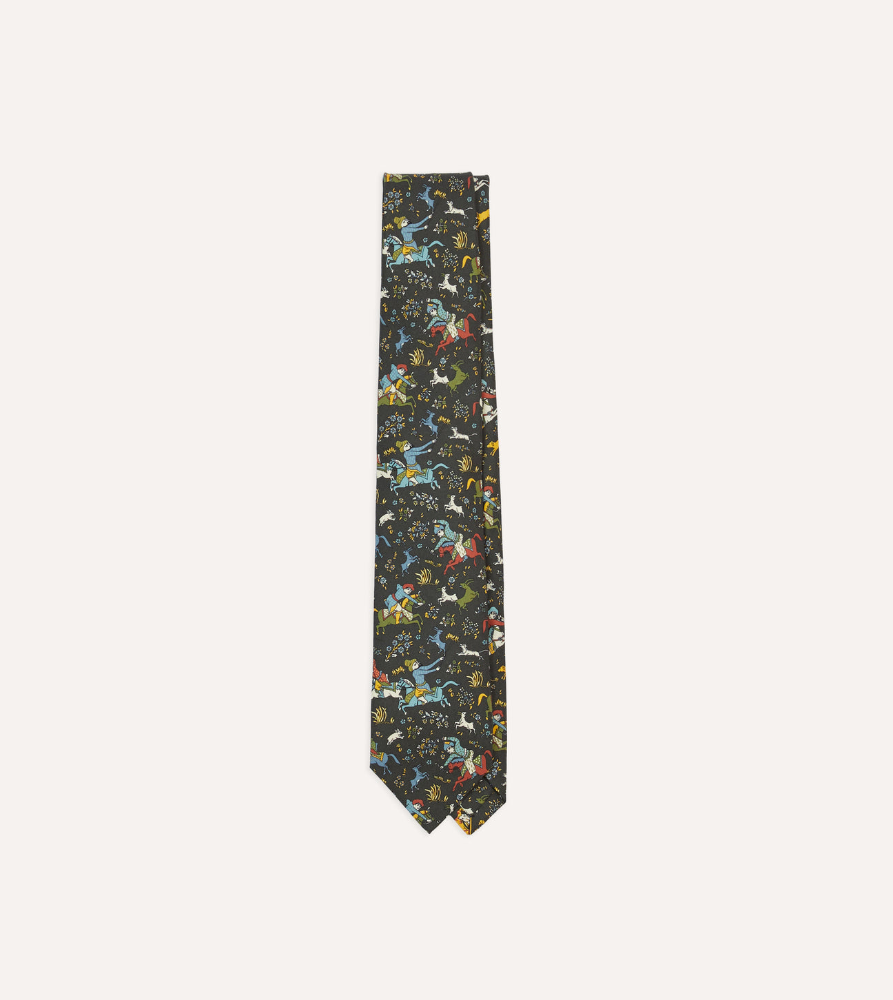 Drake's by A. Levine Black Mughal Print Silk Self Tipped Tie – Drakes US