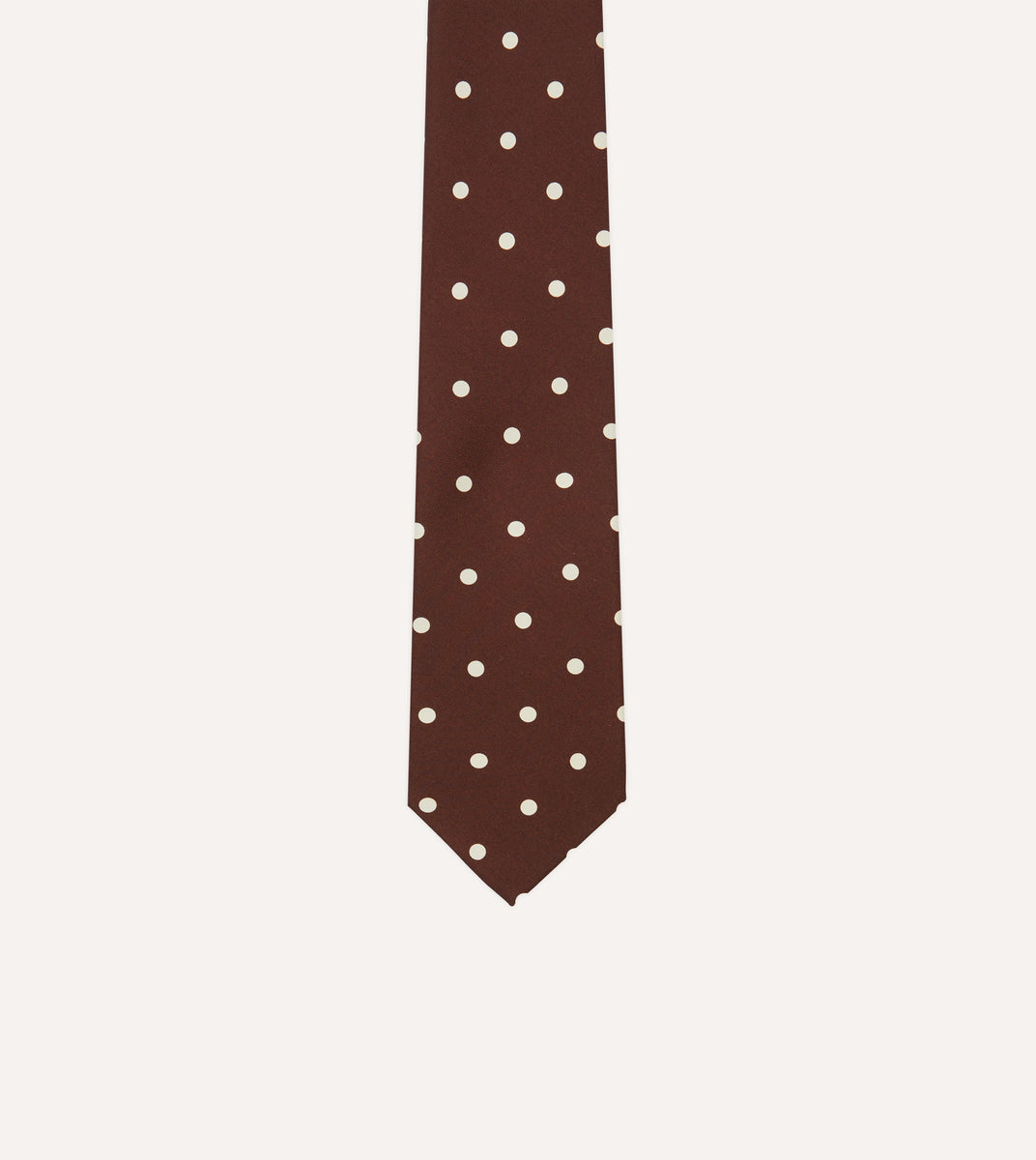 Brown Large Spot Silk Self-Tipped Tie – Drakes US