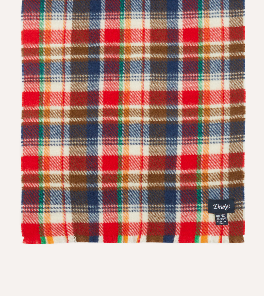 Red Multi Tartan Check Wool Scarf – Drakes US
