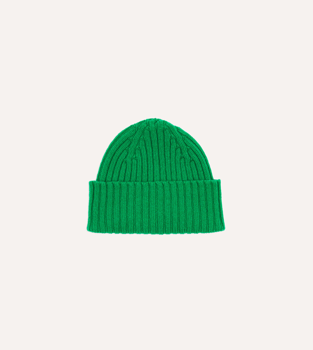 Bright Green Lambswool Ribbed Knit Cap – Drakes US