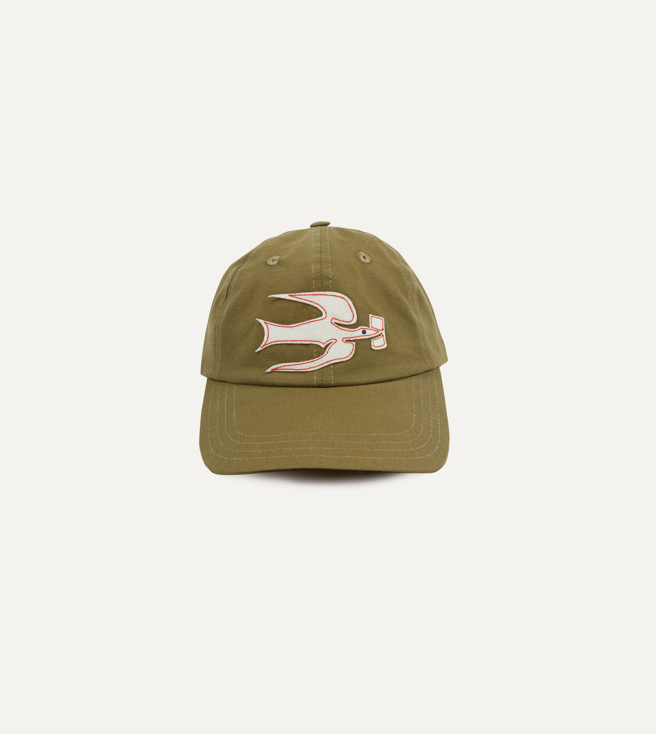 Green Pigeon Appliqué Emblem Cotton-Linen Baseball Cap – Drakes US