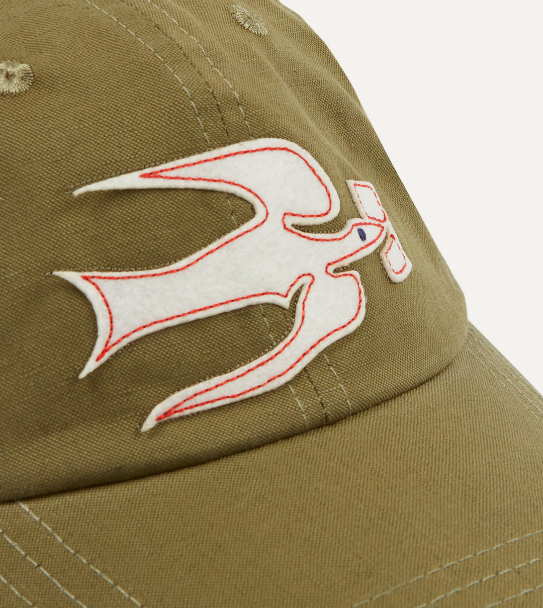 Green Pigeon Appliqué Emblem Cotton-Linen Baseball Cap – Drakes US