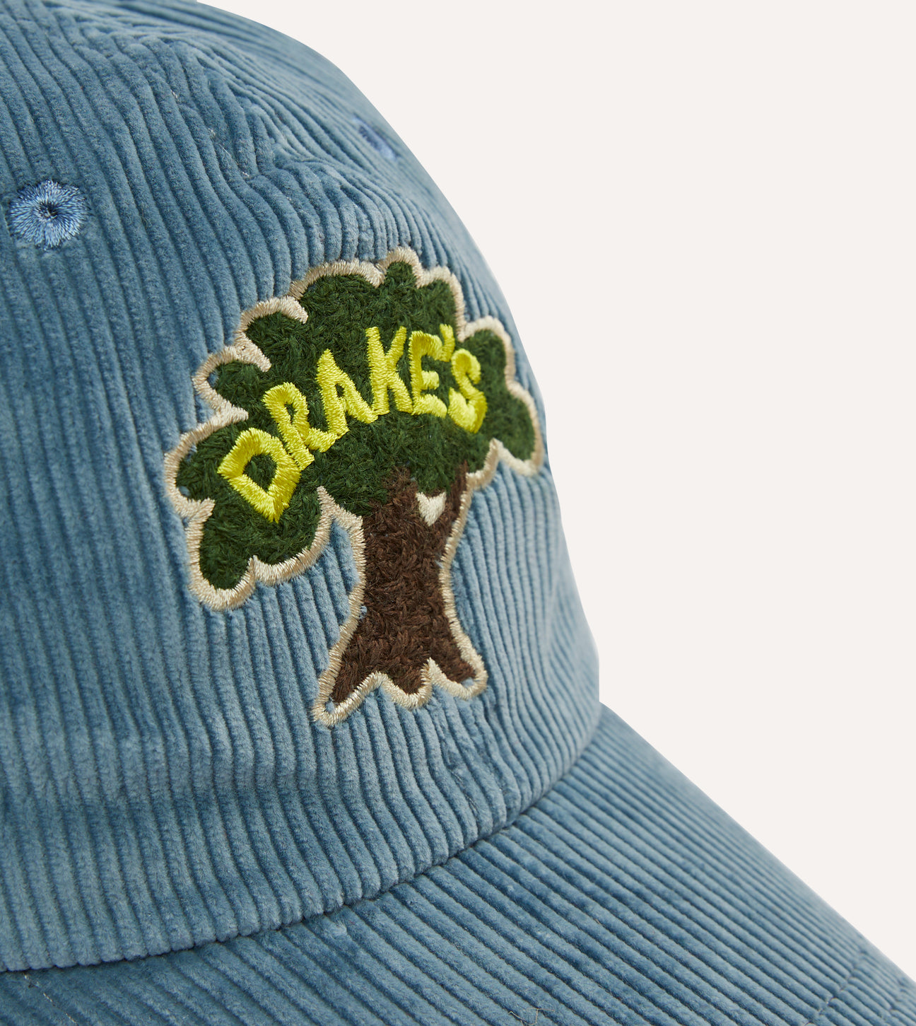 Blue Tree Emblem Cotton Corduroy Baseball Cap – Drakes US