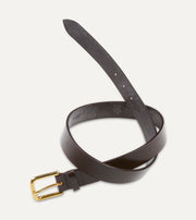 Dark Brown Unlined Bridle Leather Belt with Brass Buckle – Drakes US