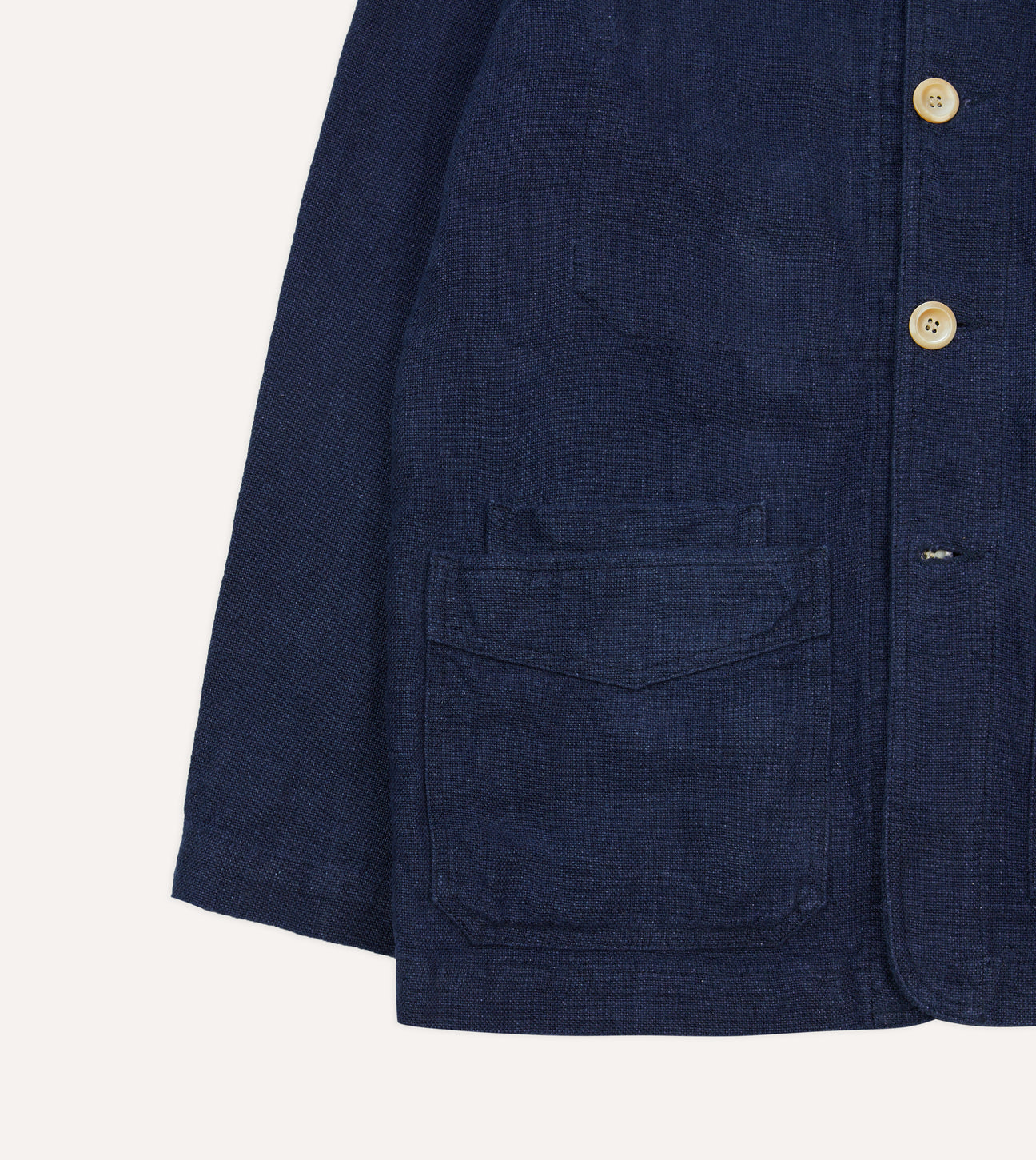 Navy Linen Five-Pocket Chore Jacket – Drakes US