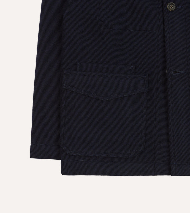 Navy Wool Five-Pocket Chore Jacket – Drakes US