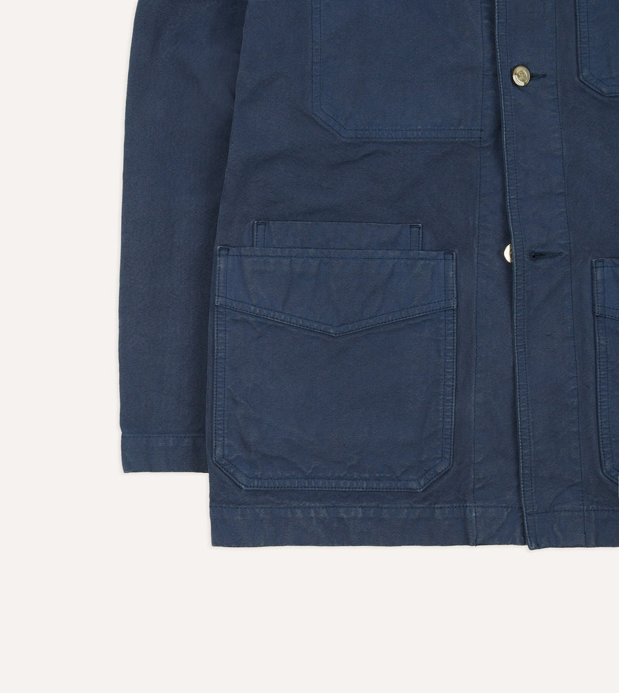 Navy Cotton Duck Canvas Five-Pocket Chore Jacket – Drakes US