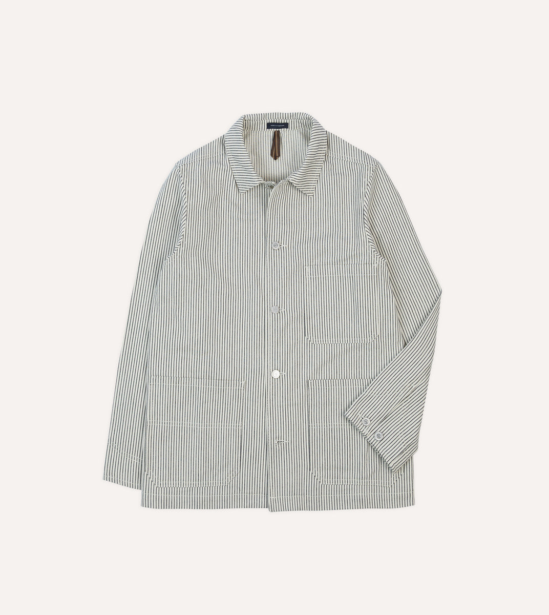 Navy and Ecru Stripe Cotton Stoker Jacket – Drakes US