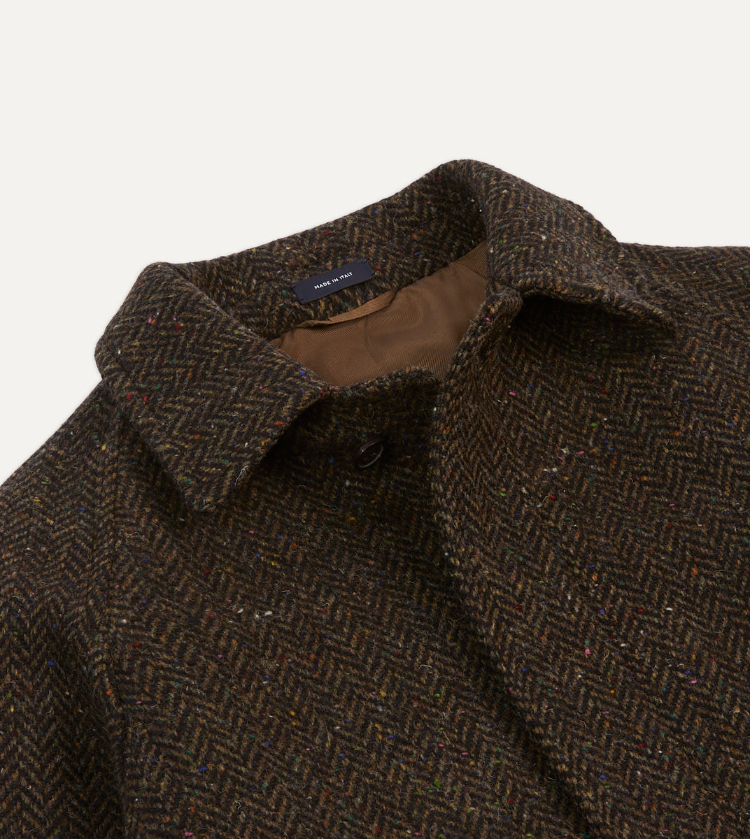 Brown Herringbone Wool Raglan Coat – Drakes US