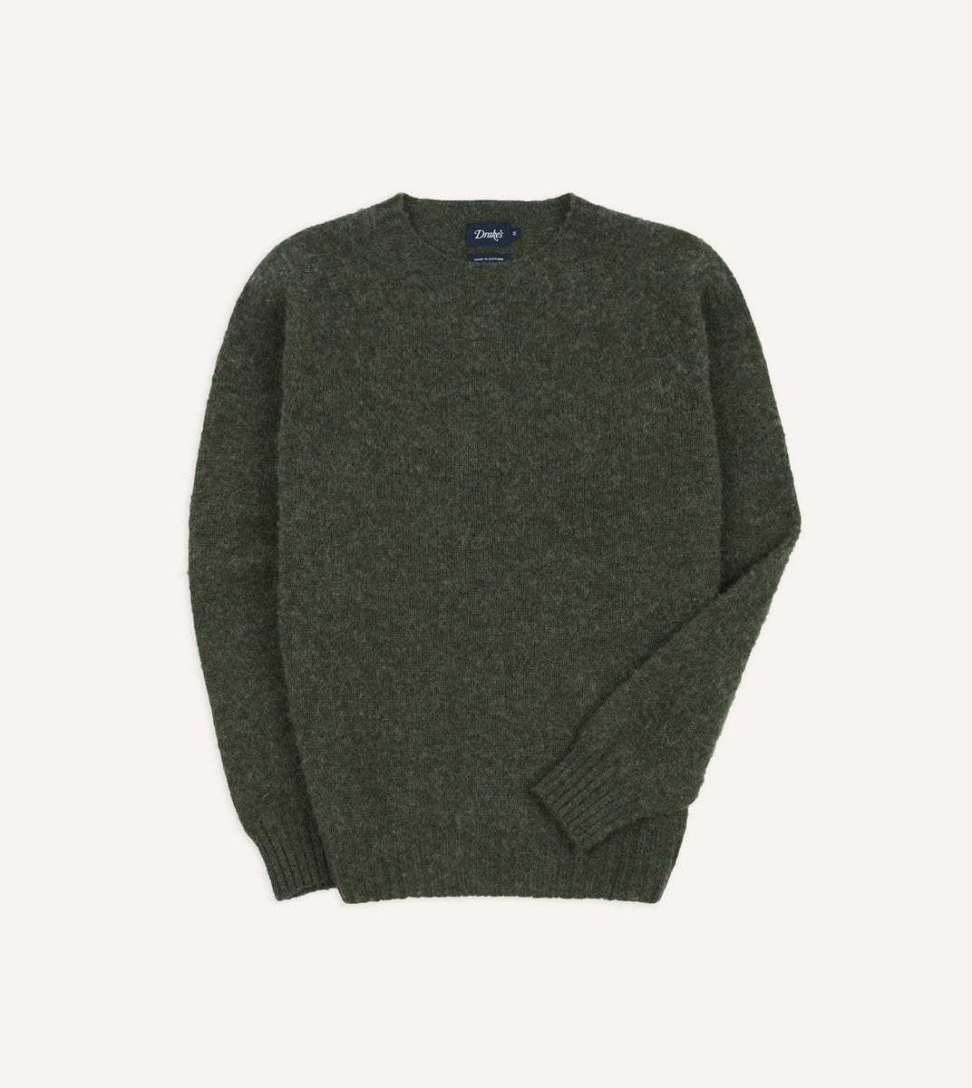 Seaweed Brushed Shetland Crew Neck Jumper – Drakes US