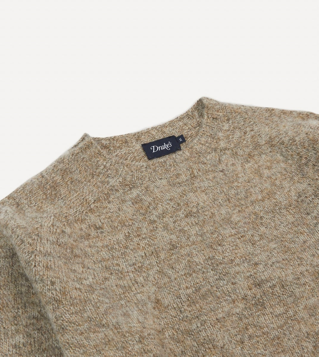 Camel Brushed Shetland Crew Neck Jumper – Drakes US