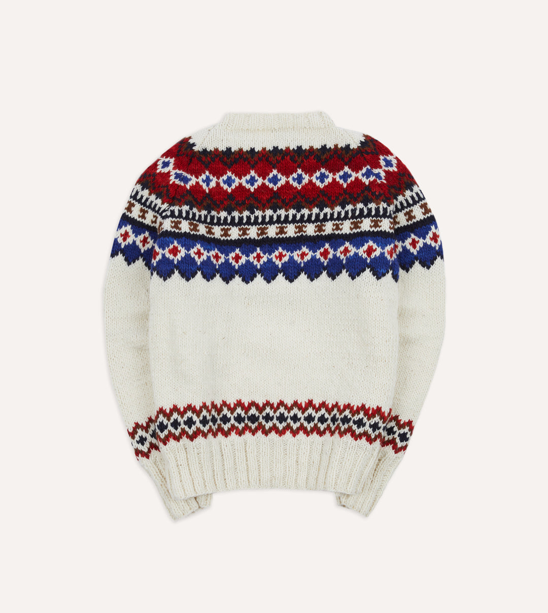 Chamula for Drake's Ecru and Red Fairisle Merino Jumper – Drakes US