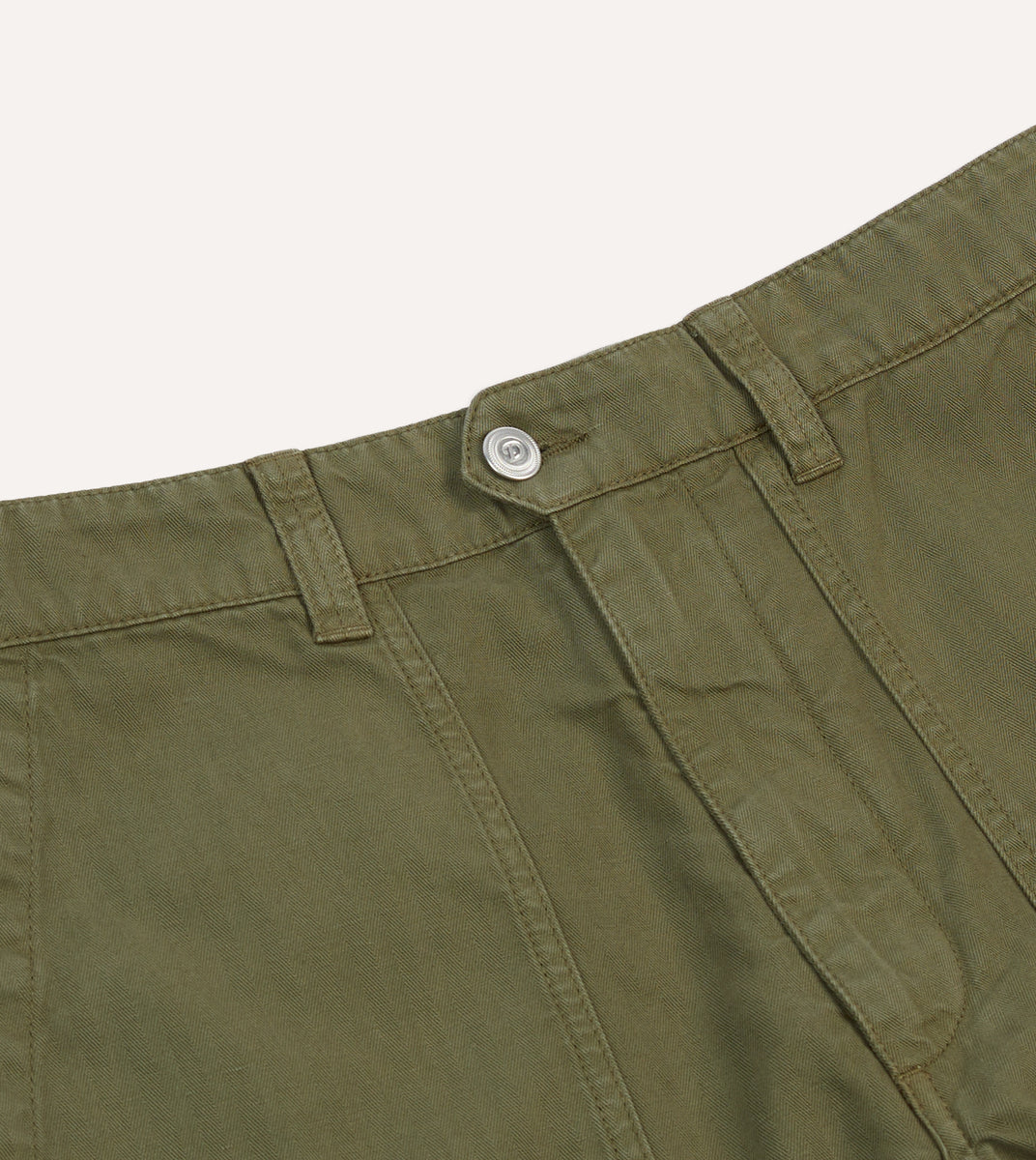 Olive Cotton-Linen Herringbone Fatigue Shorts – Drakes US
