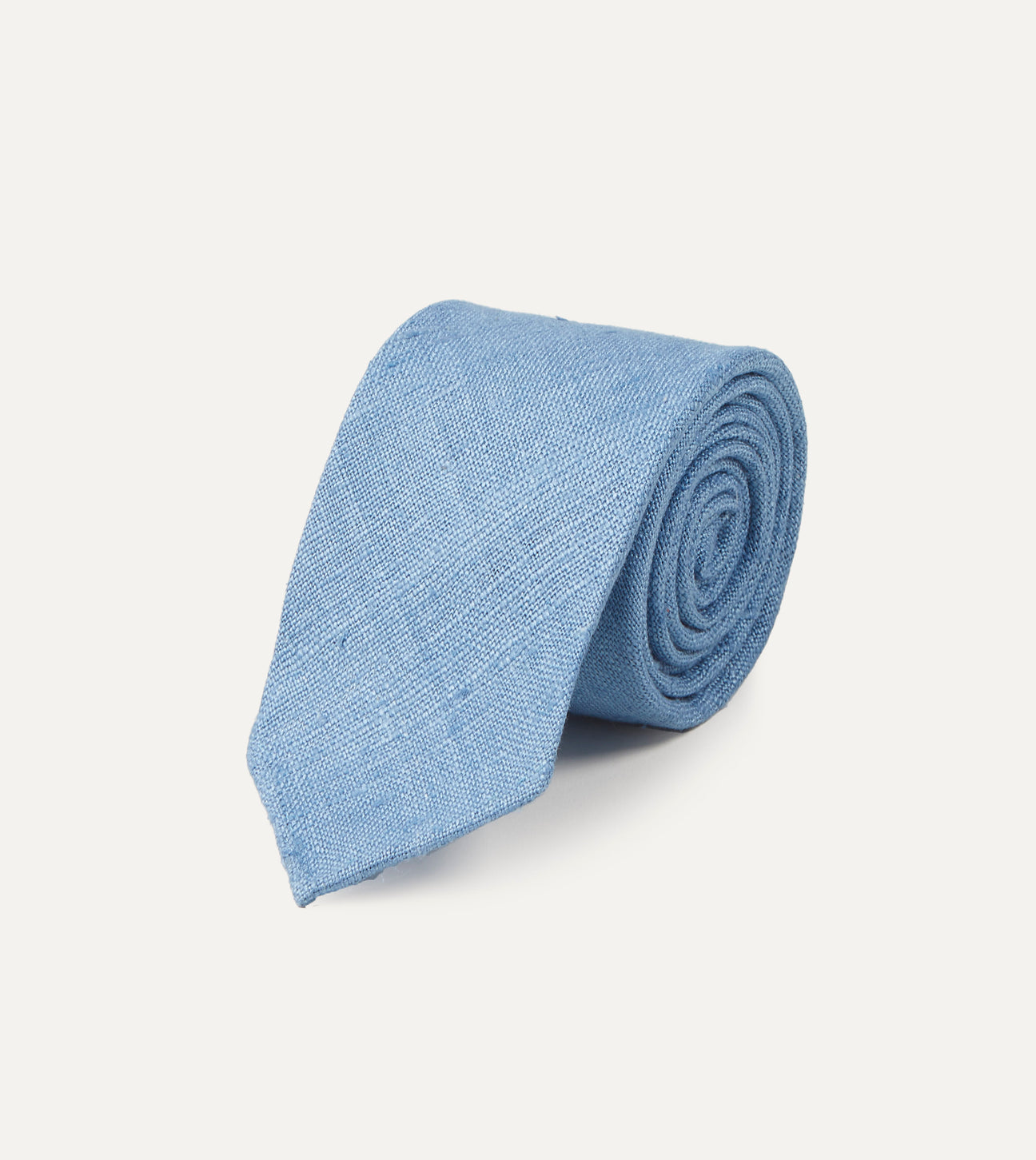 Blue Tussah Hand Rolled Silk Tie – Drakes US