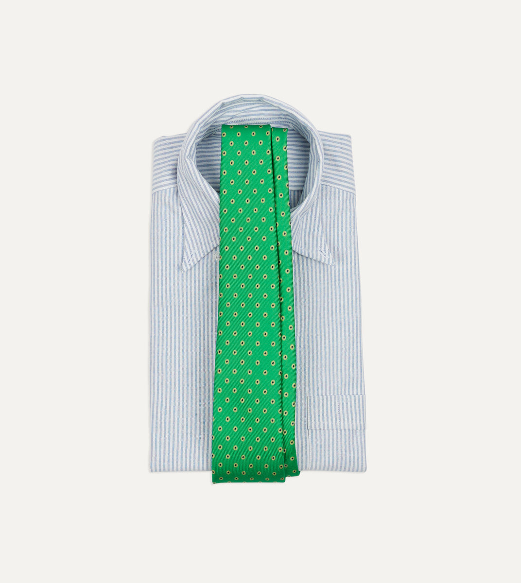 Green Circular Dot Silk Self Tipped Tie – Drakes US