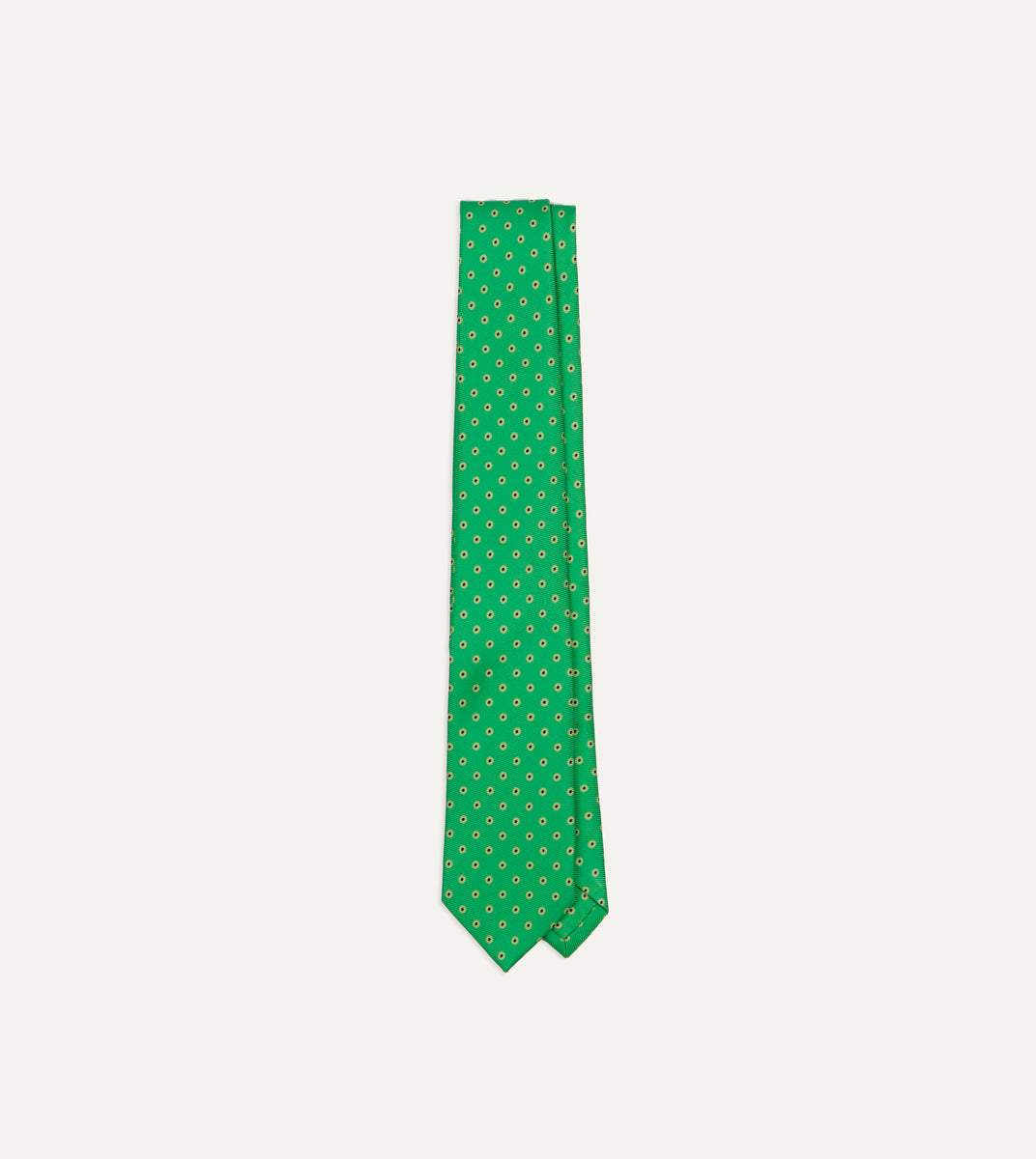Green Circular Dot Silk Self Tipped Tie – Drakes US