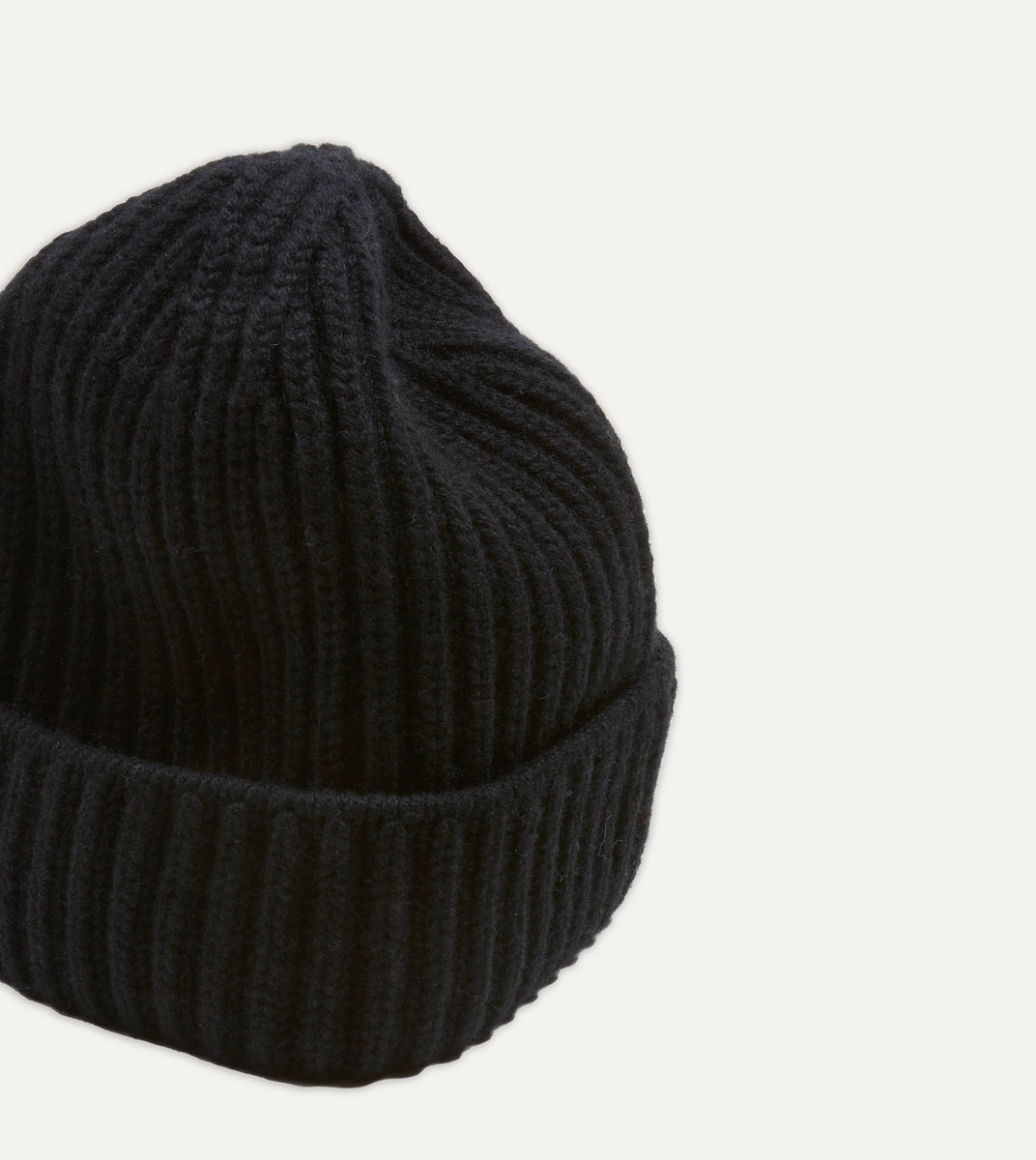Black Cashmere Ribbed Knit Cap – Drakes US