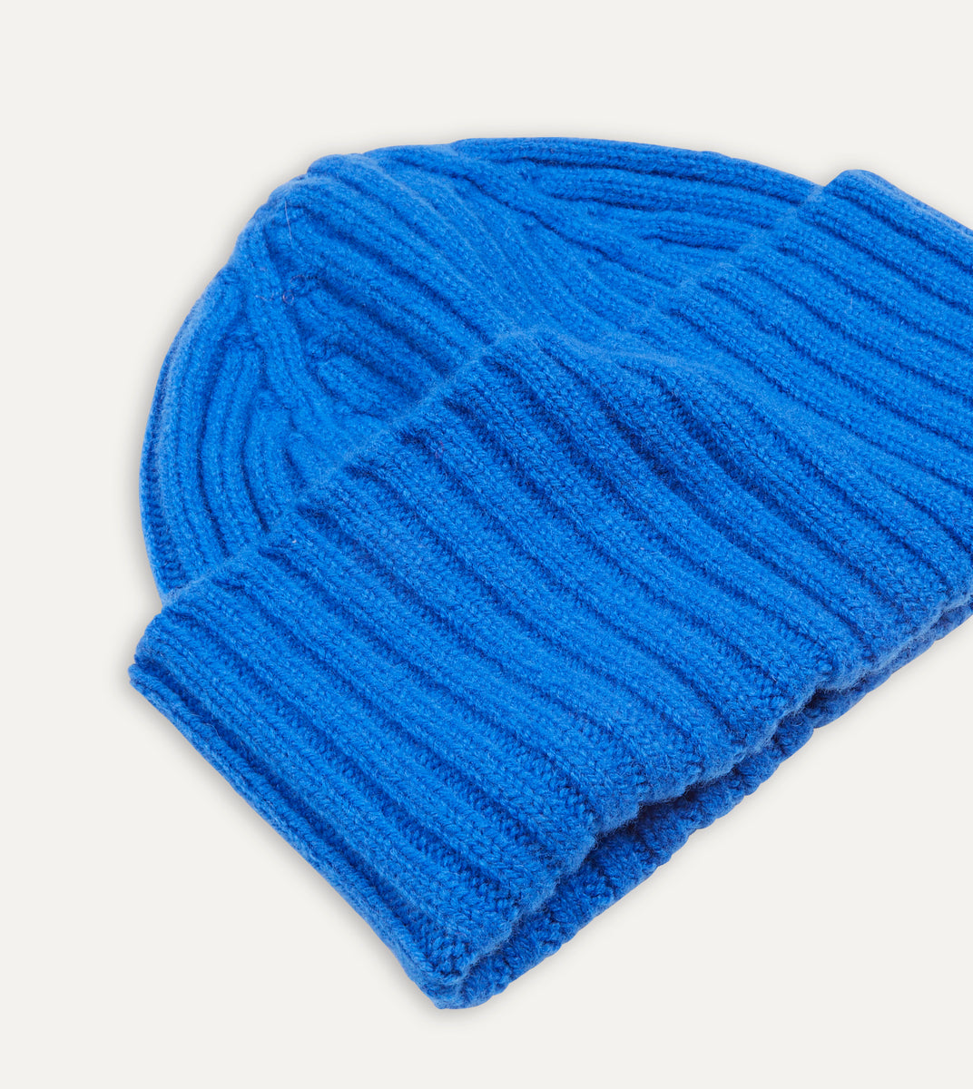 Blue Lambswool Ribbed Knit Cap – Drakes US