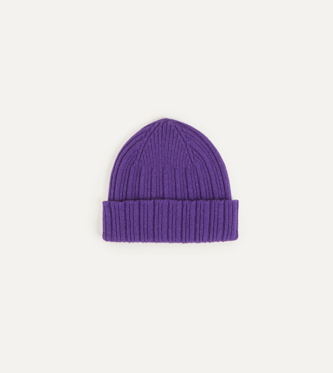Purple Angora Lambswool Ribbed Knit Cap – Drakes US