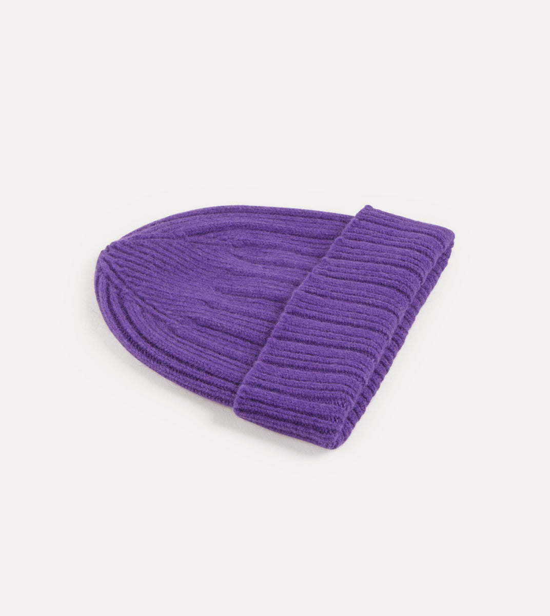 Purple Angora Lambswool Ribbed Knit Cap – Drakes US