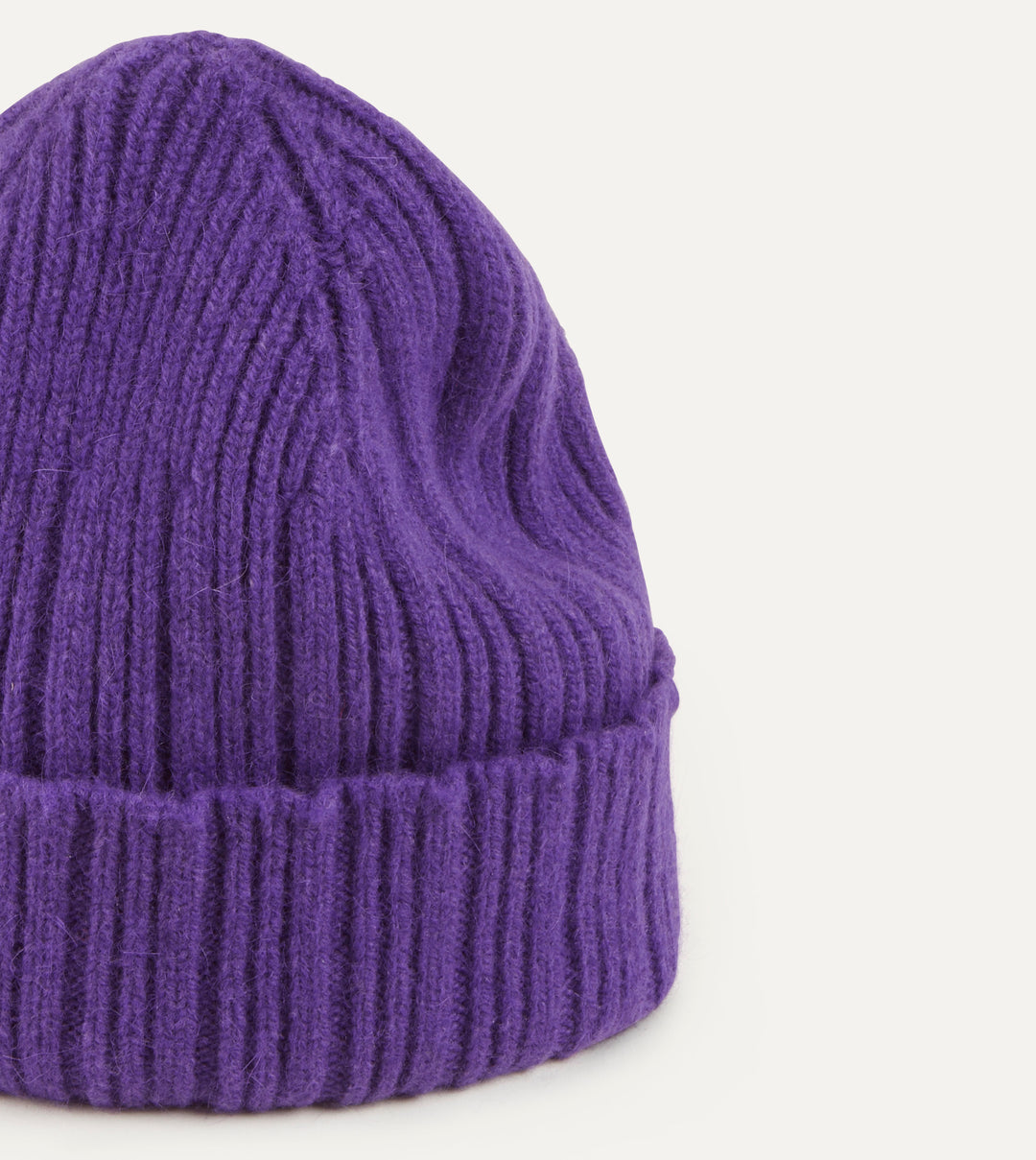 Purple Angora Lambswool Ribbed Knit Cap – Drakes US