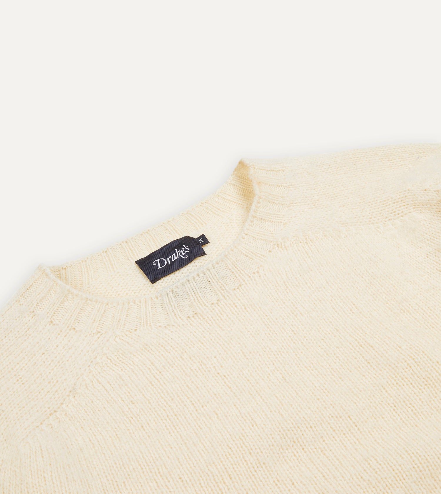 Ecru Brushed Shetland Crew Neck Jumper – Drakes US