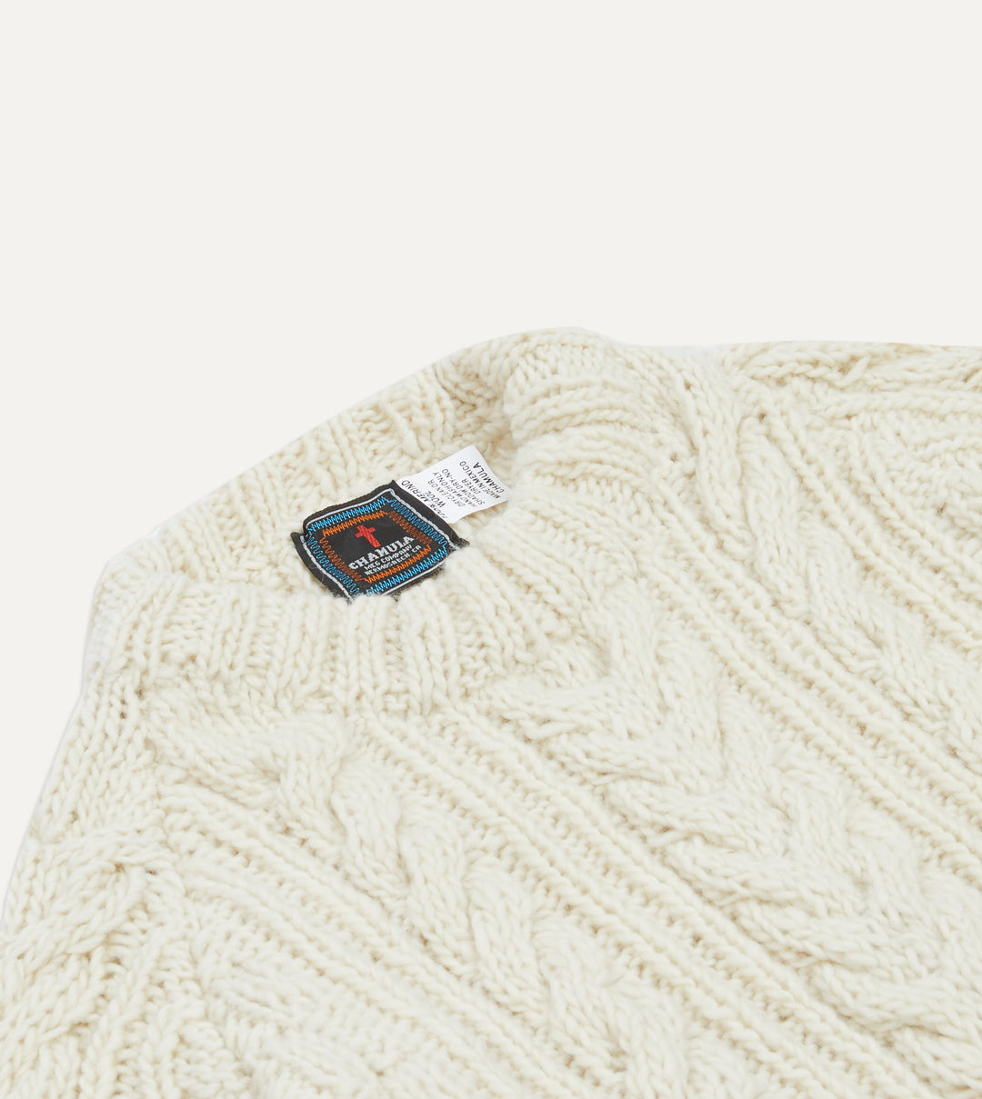 Chamula for Drake's Ecru Cable Knit Merino Jumper – Drakes US