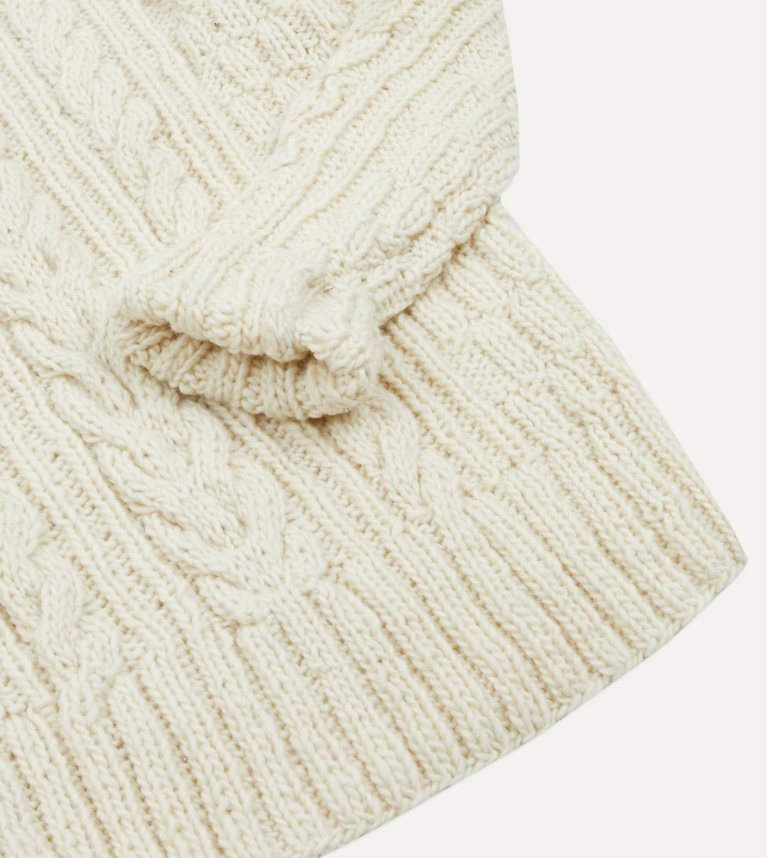 Chamula for Drake's Ecru Cable Knit Merino Jumper – Drakes US