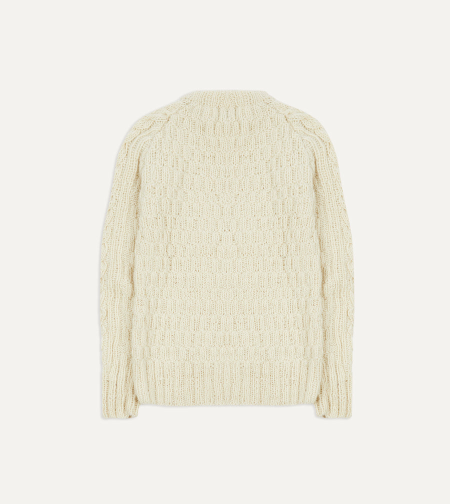Chamula for Drake's Ecru Cable Knit Merino Jumper – Drakes US