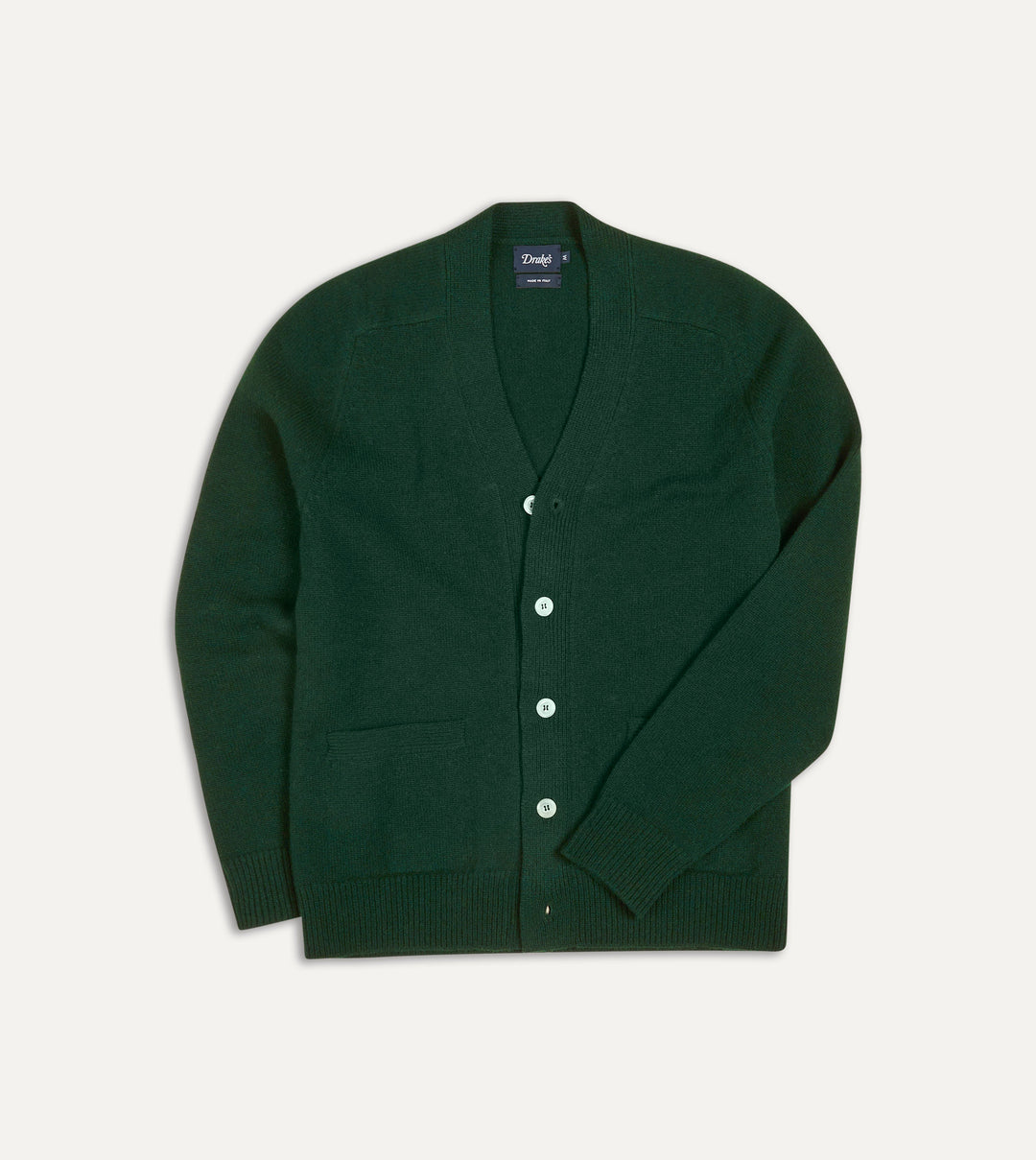Dark Green Lambswool 6 Button Cardigan – Drakes US