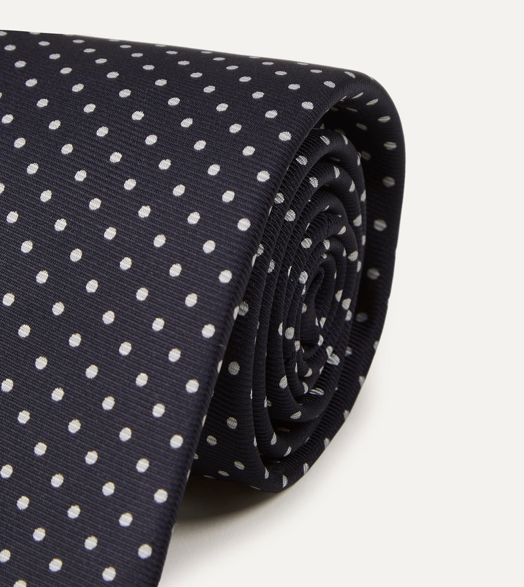 Navy Small Dot Silk Tipped Tie – Drakes US